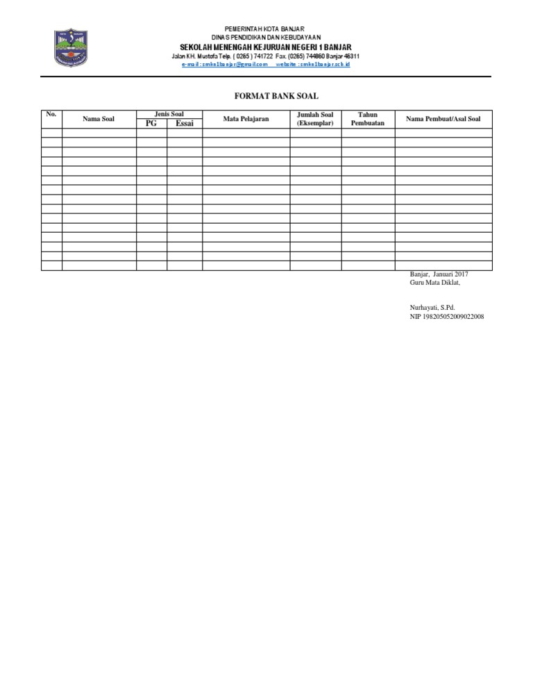 Format Bank Soal 1617 Ganjil Fix | PDF