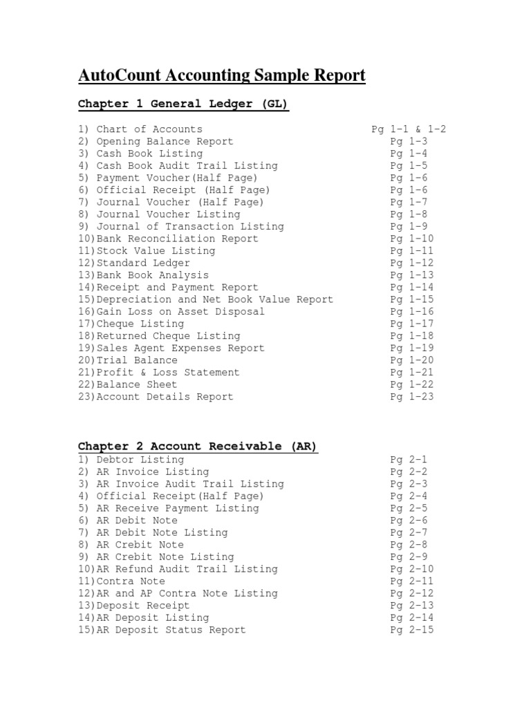 AutoCount Accounting Sample Report | PDF | Debits And Credits | Bookkeeping
