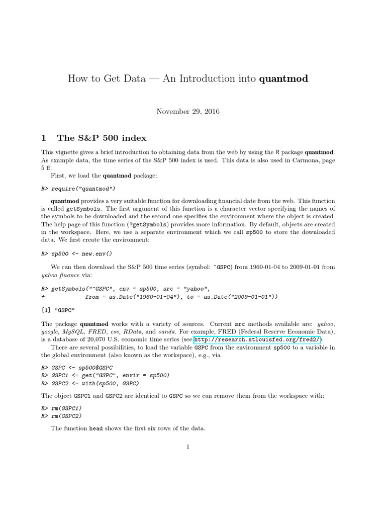 Intro to quantmod for Finance Data | PDF | Moving Average | Stock ...