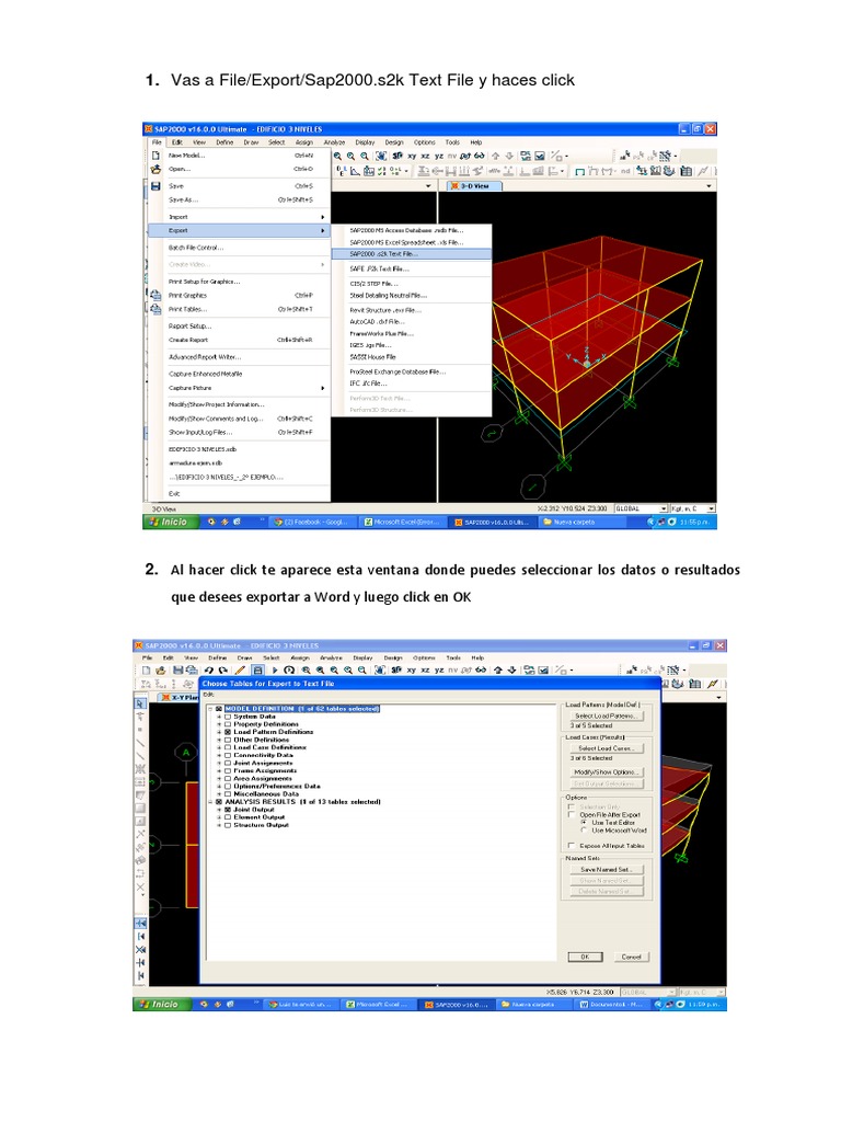 Exportar archivos en SAP2000 | PDF