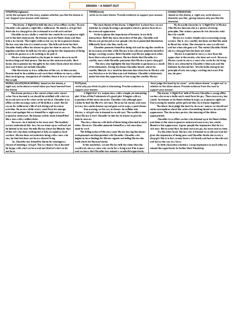 Literature A Night Out | PDF