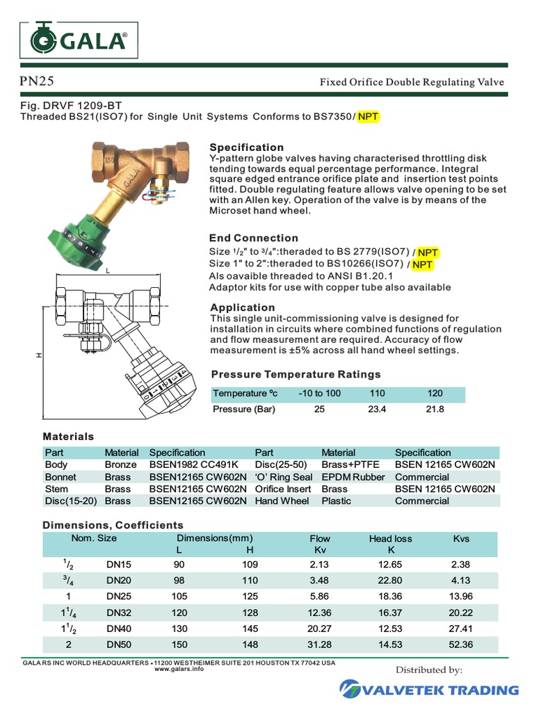1 Balancing Valve Bronze GALA-sm | PDF | Valve | Building Materials
