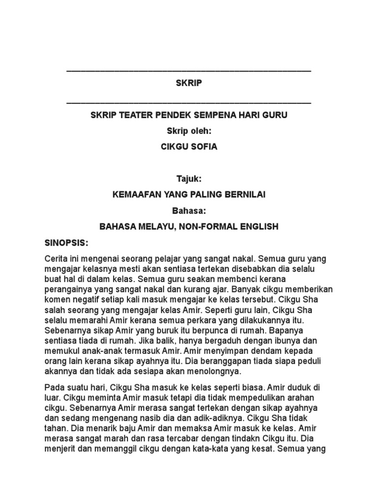 Skrip Teater Hari Guru | PDF