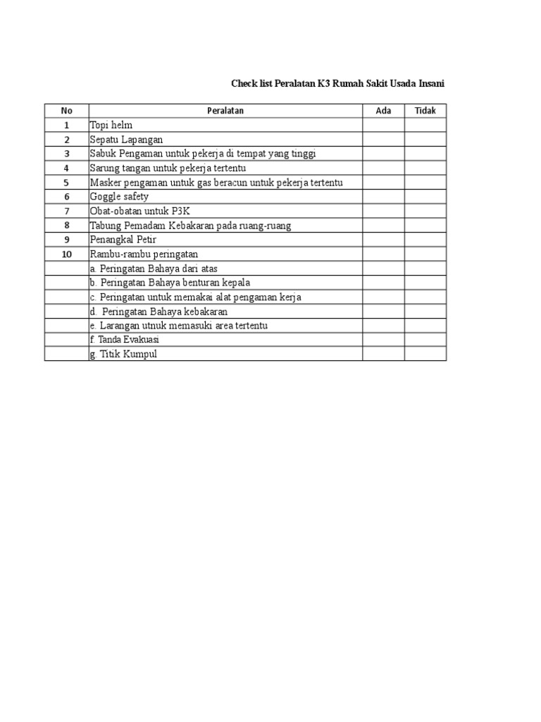 Check List K3 | PDF