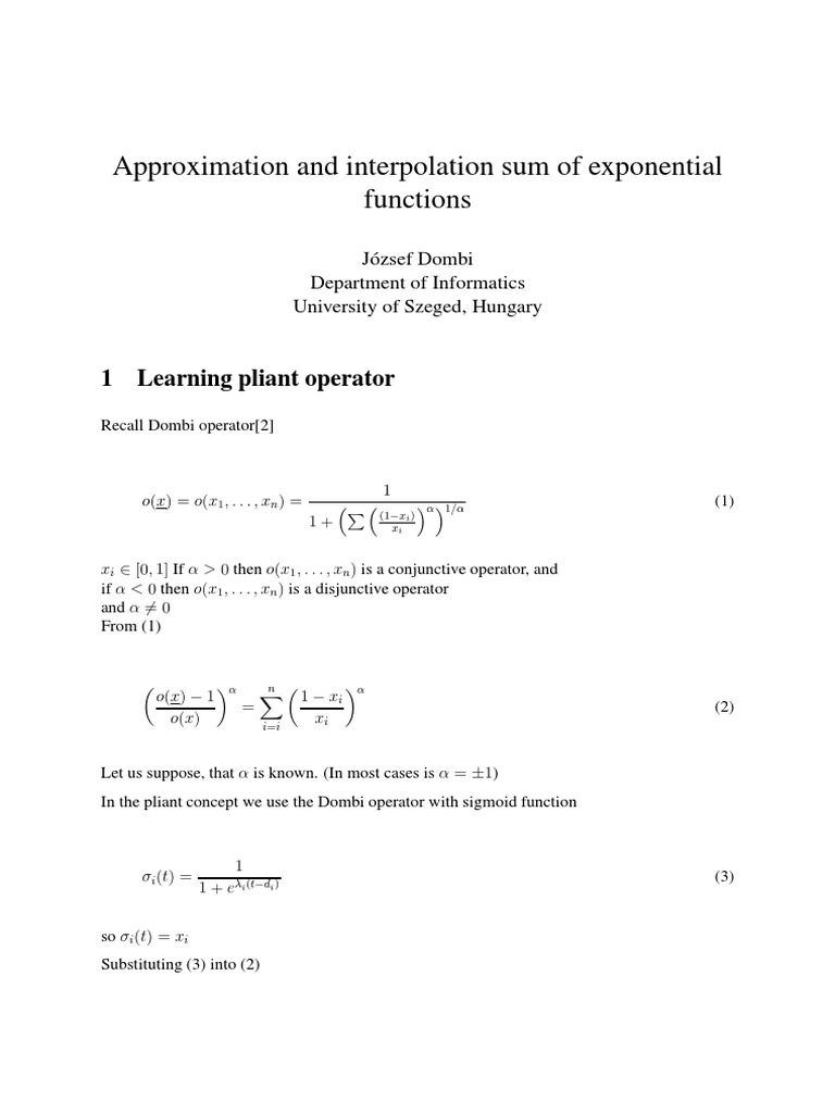 Approximation and Interpolation Sum of Exponential Functions | PDF | Elementary Mathematics ...