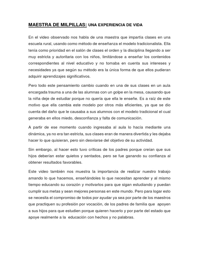 Maestra de Milpillas | PDF | Sicología | Conceptos psicologicos