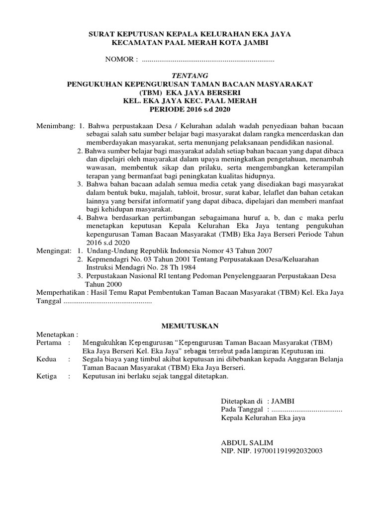 SK TBM Eka Jaya Berseri | PDF