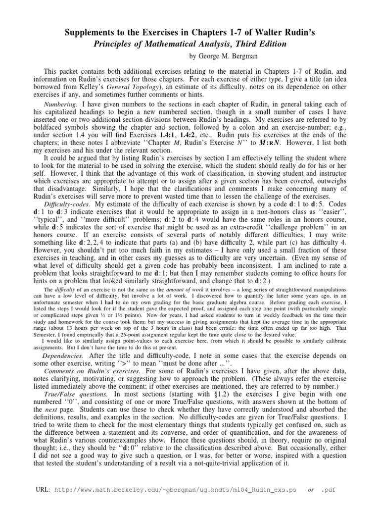 Solucionario de Principios de Analisis Matematico Walter Rudin PDF ...