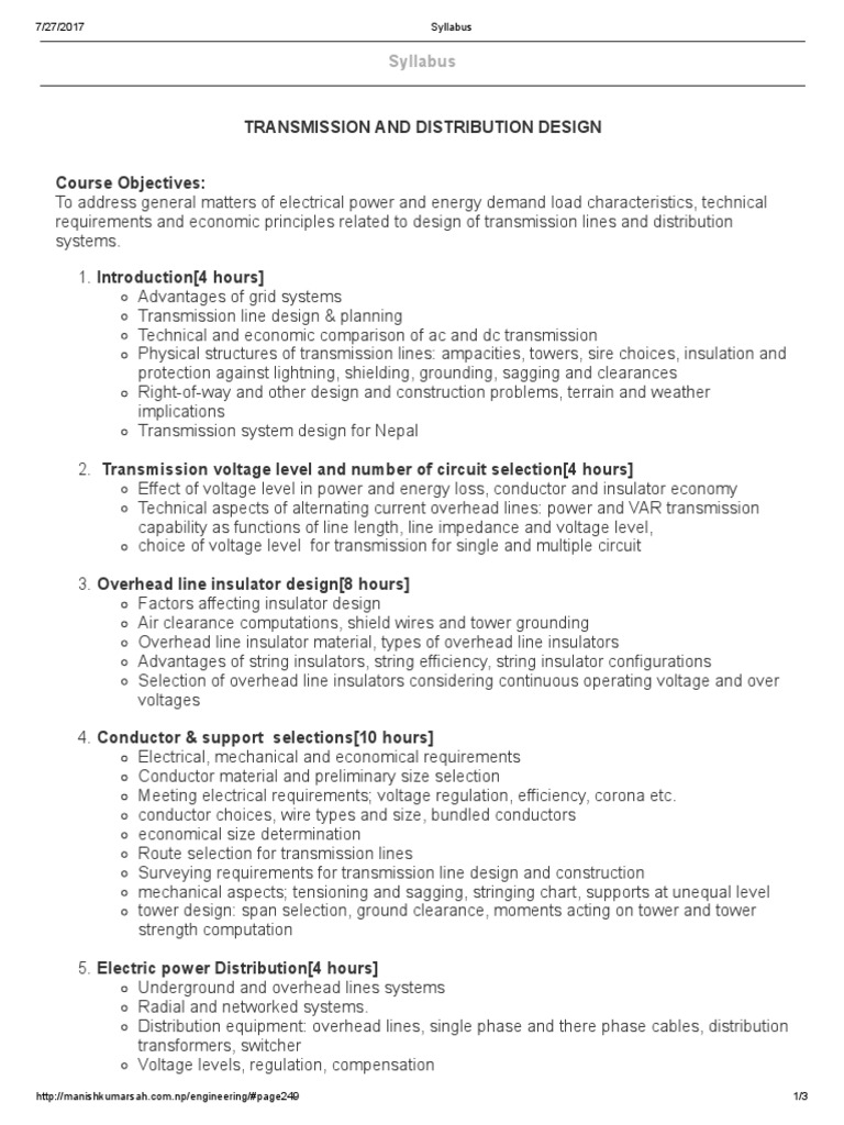 Transmission and Distribution Design | PDF | Electric Power ...