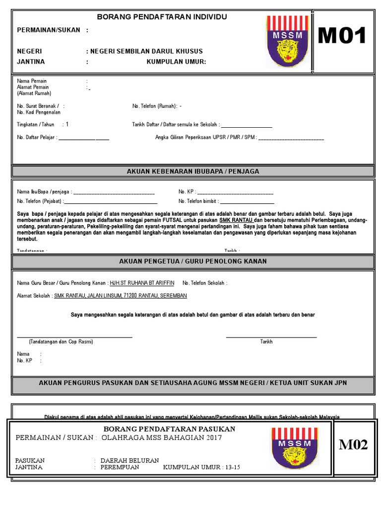 Borang m01 m02 | PDF