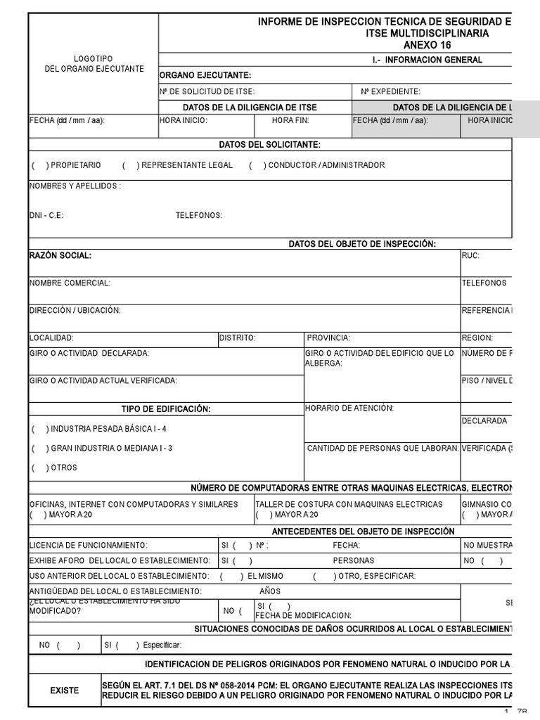 Anexo Informe Itse Multidisciplinaria | PDF | edificio | Ingeniería