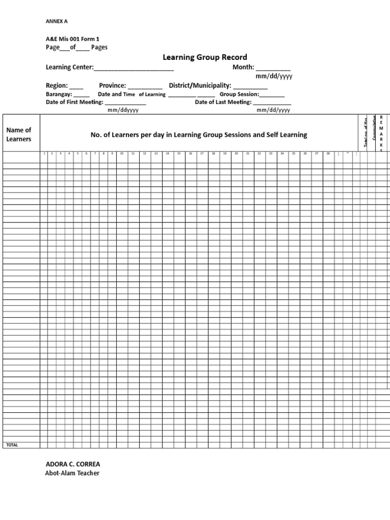 Learning Group Record | PDF