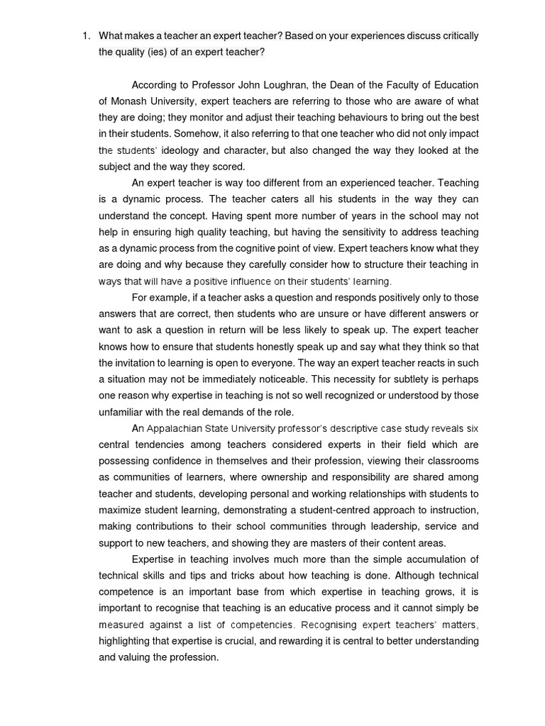 Characteristics of Expert Teachers | PDF | Expert | Teachers