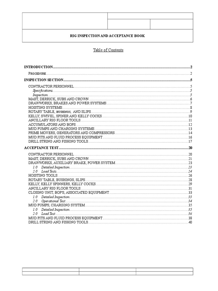 Inspection - Rig Acceptance | PDF | Drilling Rig | Pump