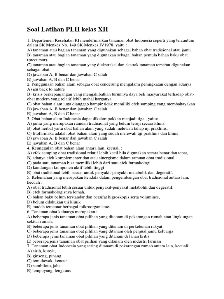 Soal Latihan PLH Kelas | PDF