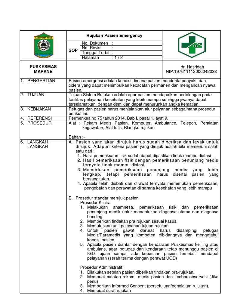 Sop Emergency | PDF