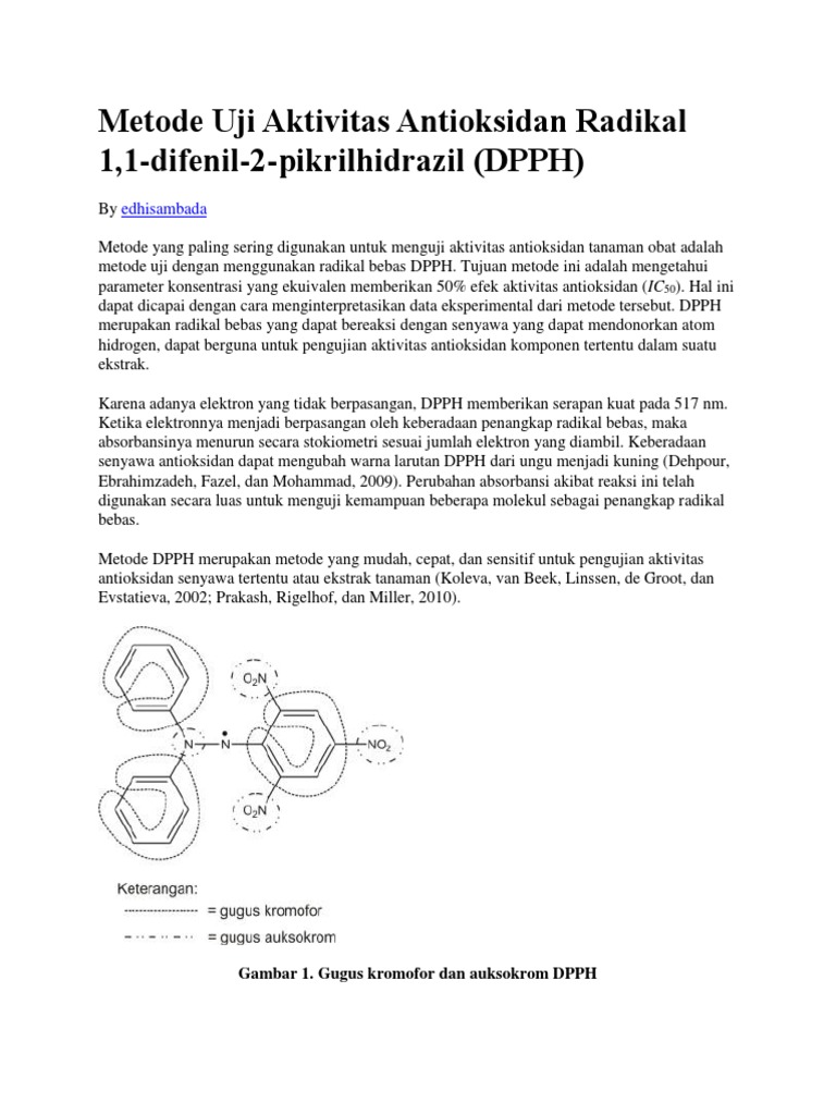 Metode Uji Aktivitas Antioksidan DPPH | PDF