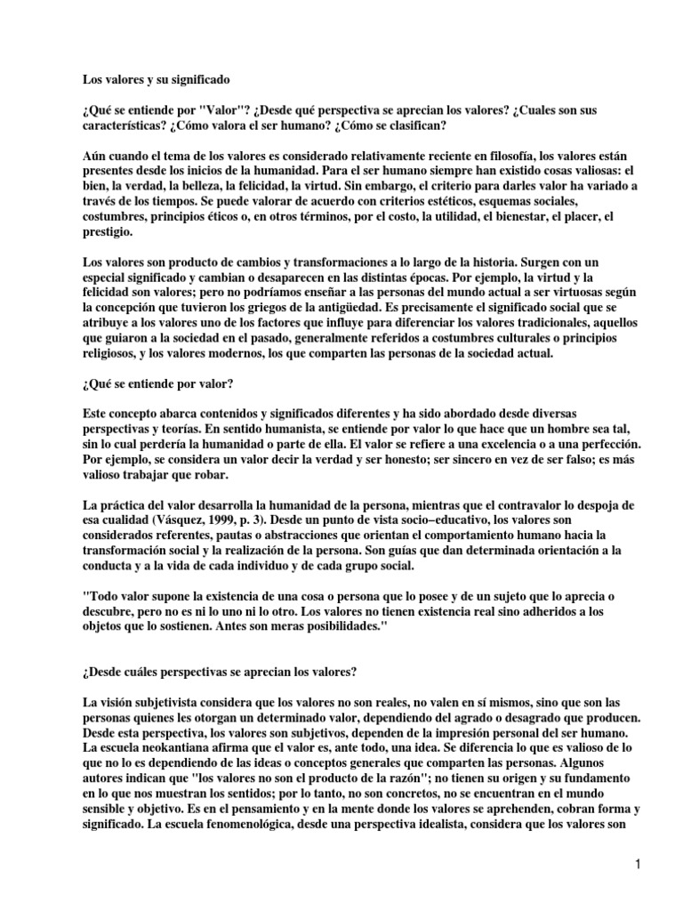 Los valores y su significado.pdf | Fe | Verdad