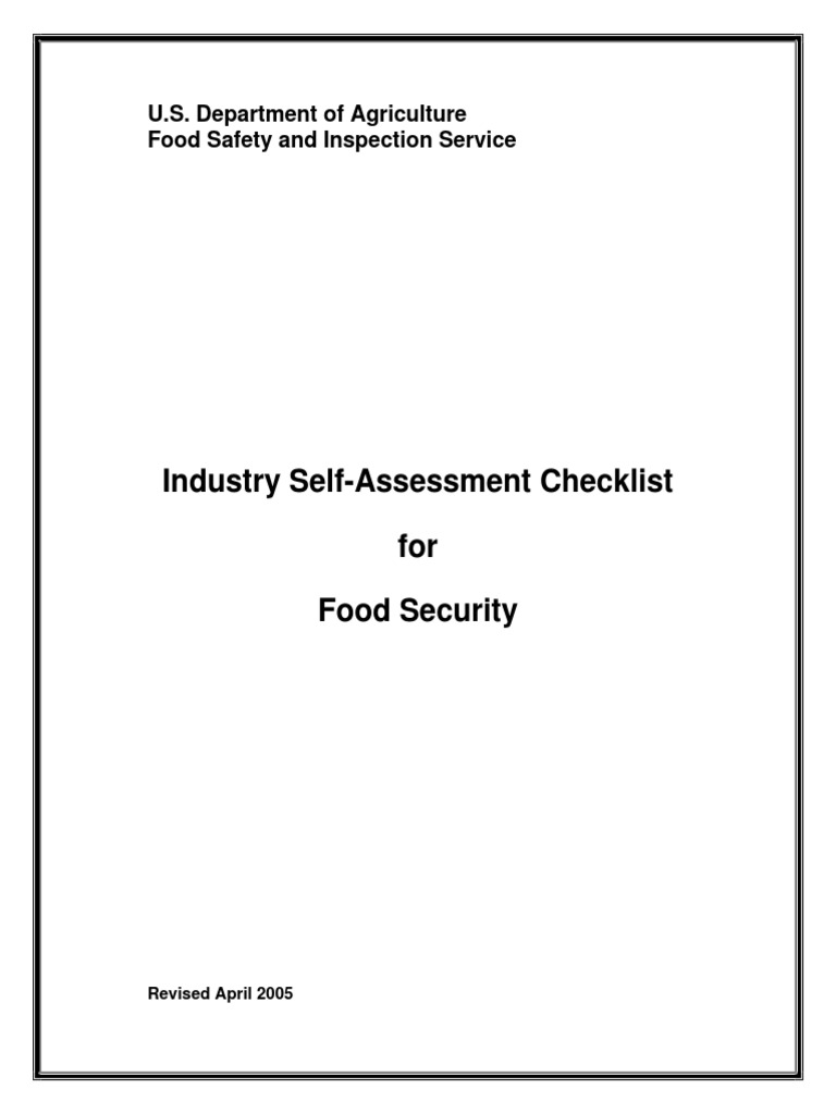 Self Assessment Checklist Food Security PDF | PDF | Food Security ...