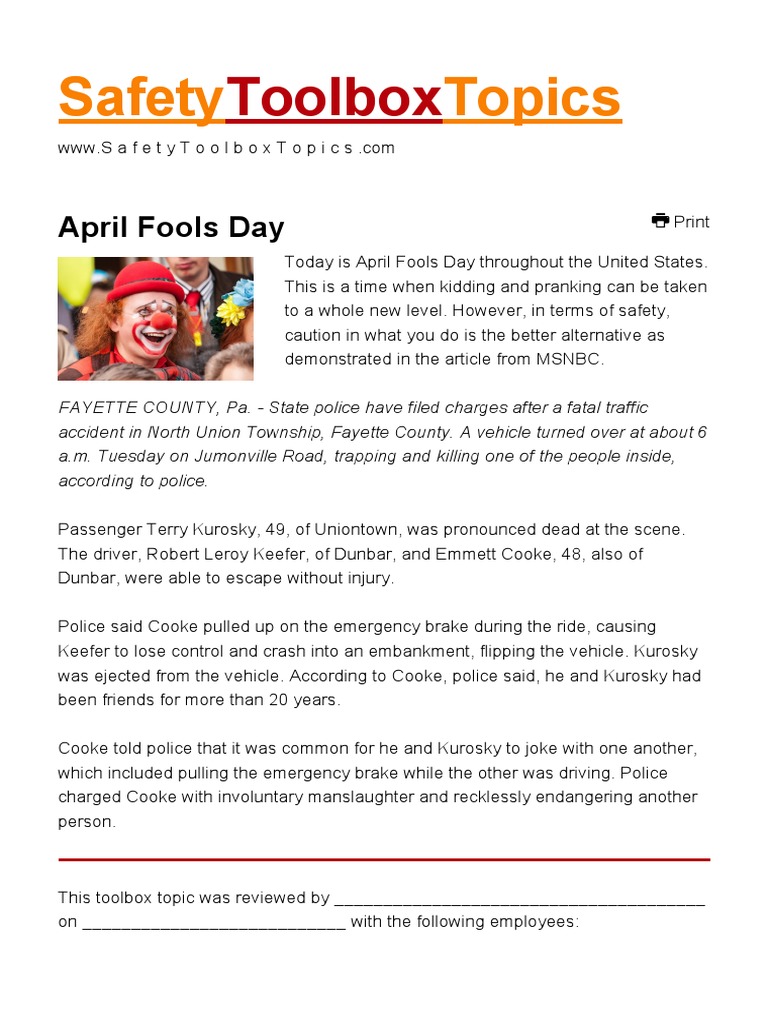 April Fools Day | PDF | Transport Safety | Transport