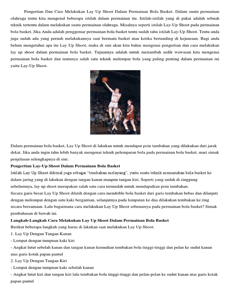 Pengertian Dan Cara Melakukan Lay Up Shoot Dalam Permainan Bola Basket ...