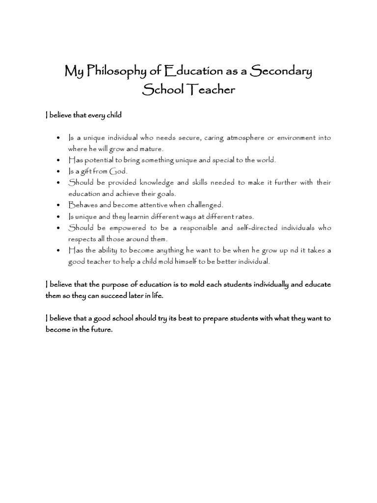My Teaching Philosophy as a Future Educator | PDF | Philosophy Of ...