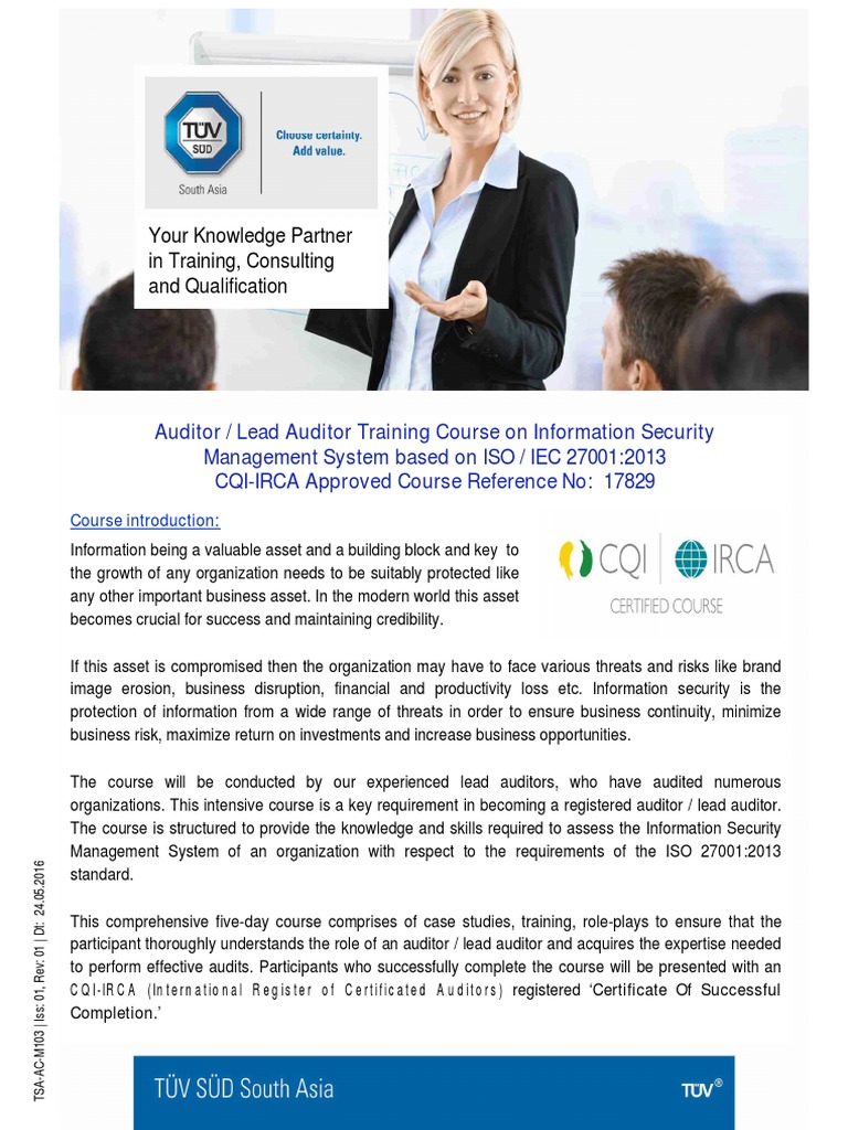 103 - IRCA - ISMS - Lead Auditor Training Course - ISO 27001 - 2013 ...