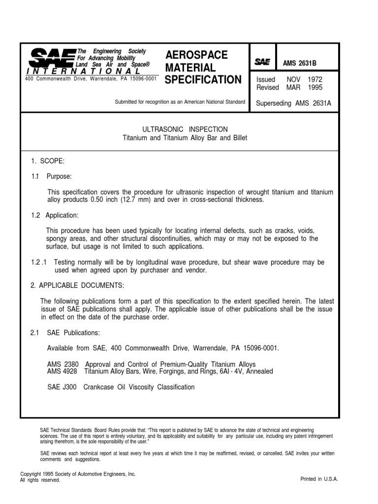 Ams-2631-B-Ultrasonic Inspection PDF | PDF | Nondestructive Testing ...