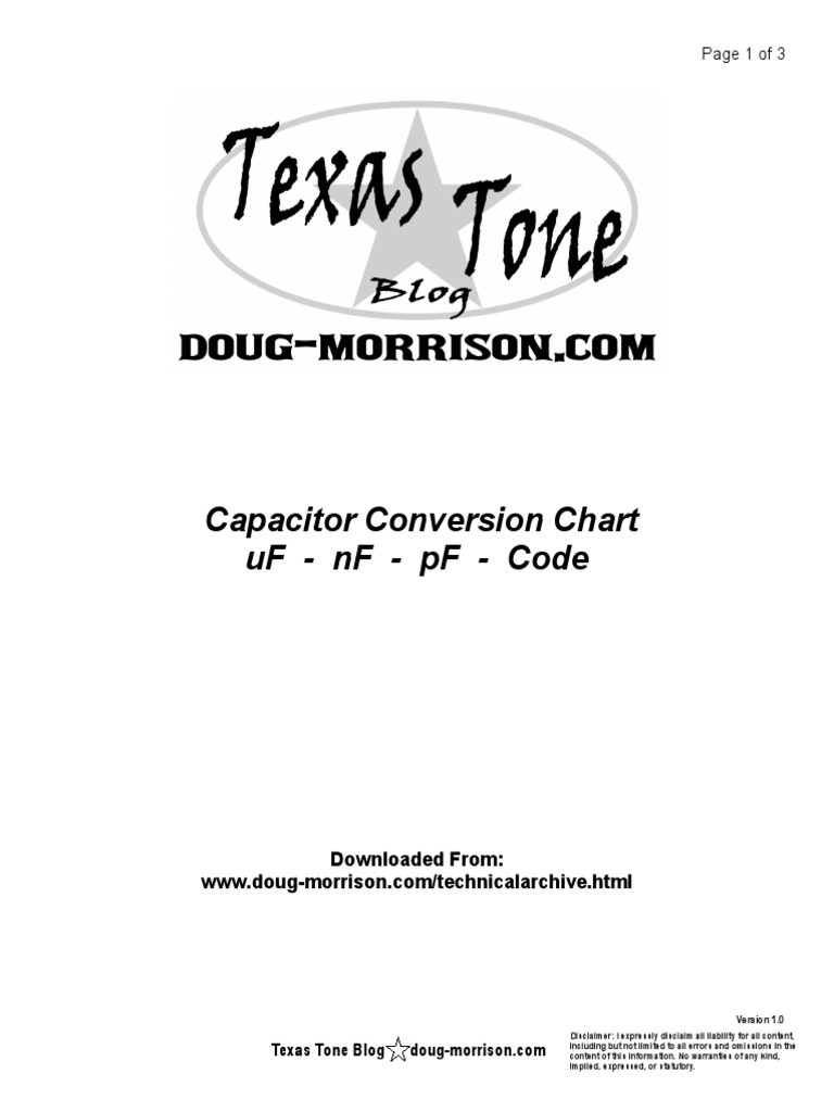 Capacitor Conversion Chart Texas Tone Blog PDF | PDF | Civil Law (Legal ...