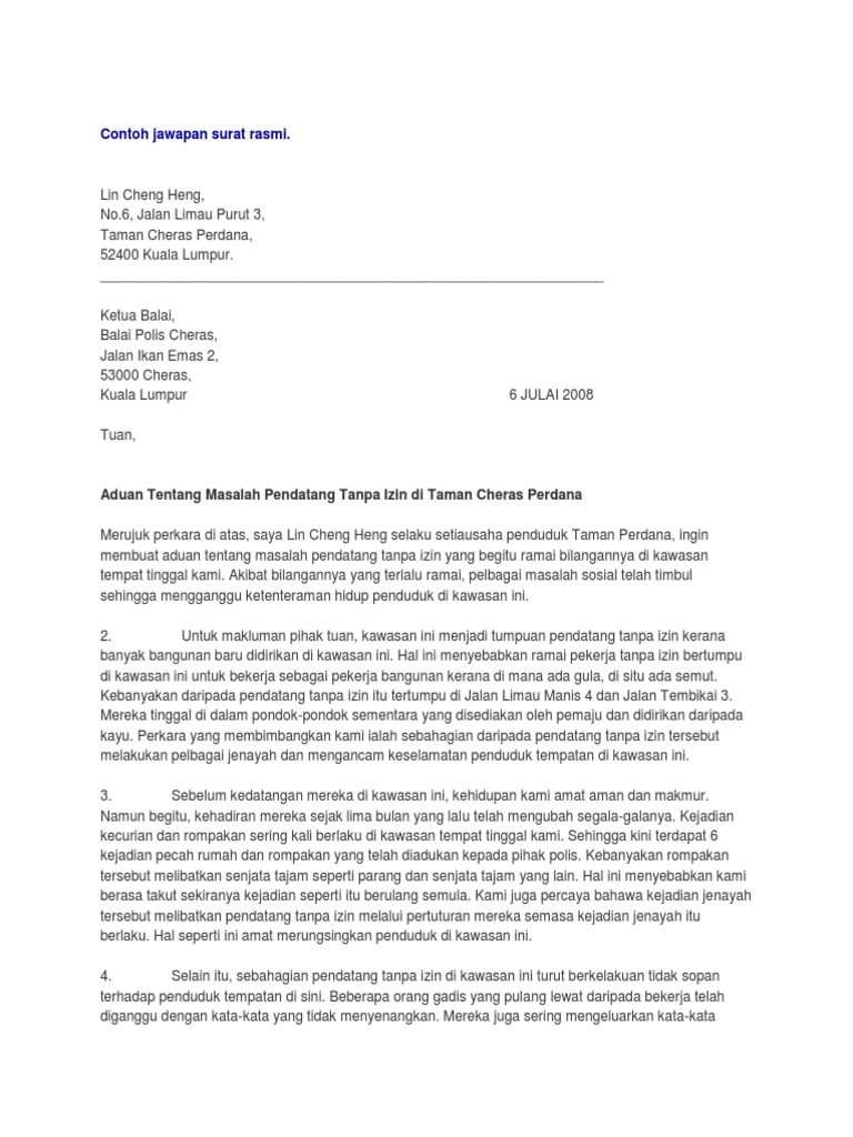 Karangan Surat Kiriman Rasmi | PDF