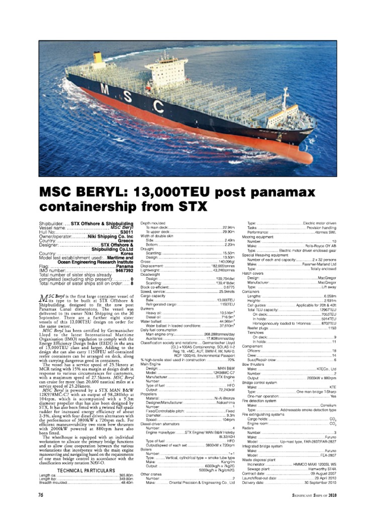 MSC Beryl PDF | PDF