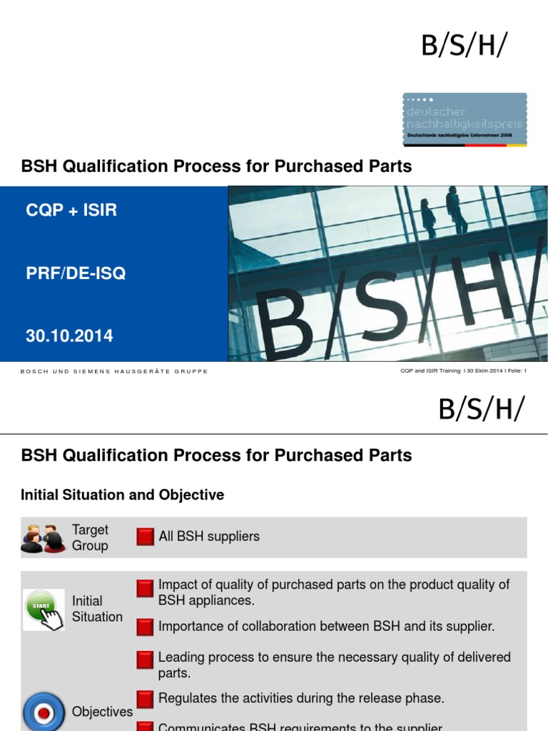 BSH - CQP and Isir Traning | PDF | Specification (Technical Standard ...