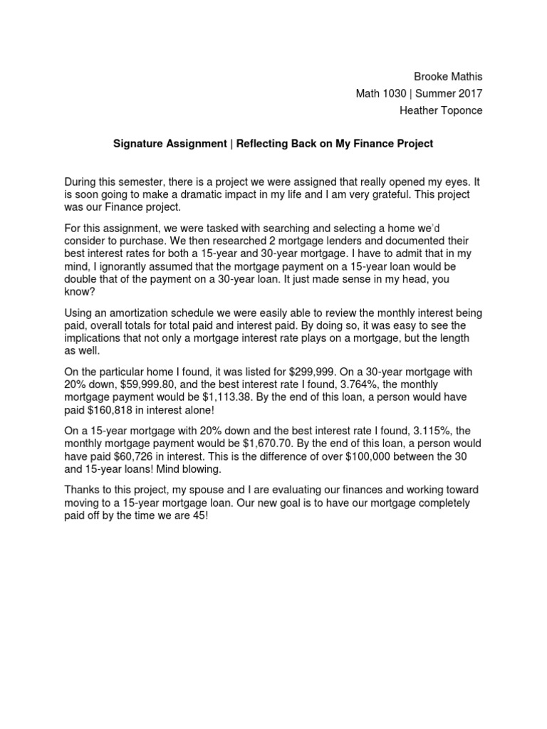 Bmathis Math 1030 Signature Assignment | PDF