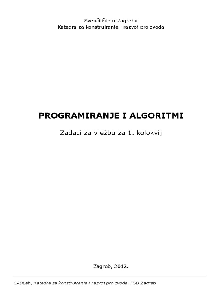 Zadaci Za Vjezbu Za 1.kolokvij 2012 PDF | PDF