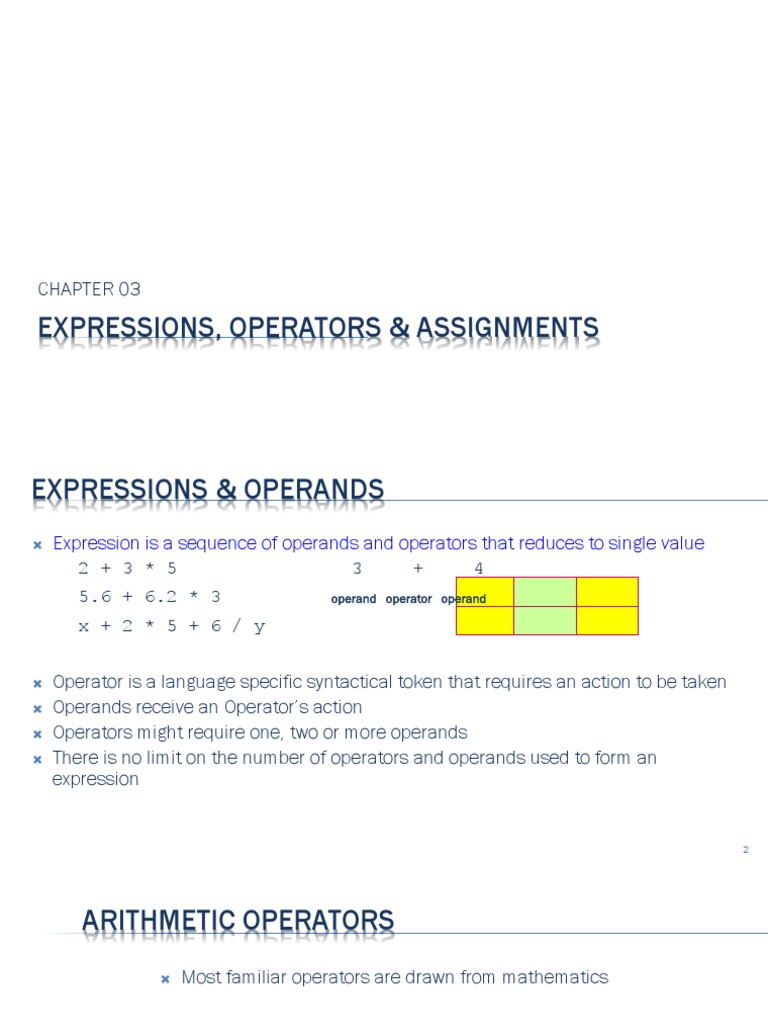 Lecture - 03-Expressions, Operators & Assignments | PDF | Division ...