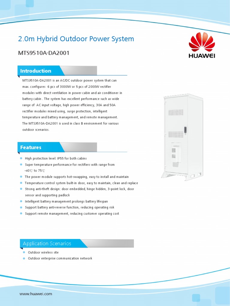 Datasheet 2.0m Hybrid Outdoor Power System | PDF | Rectifier | Electric ...