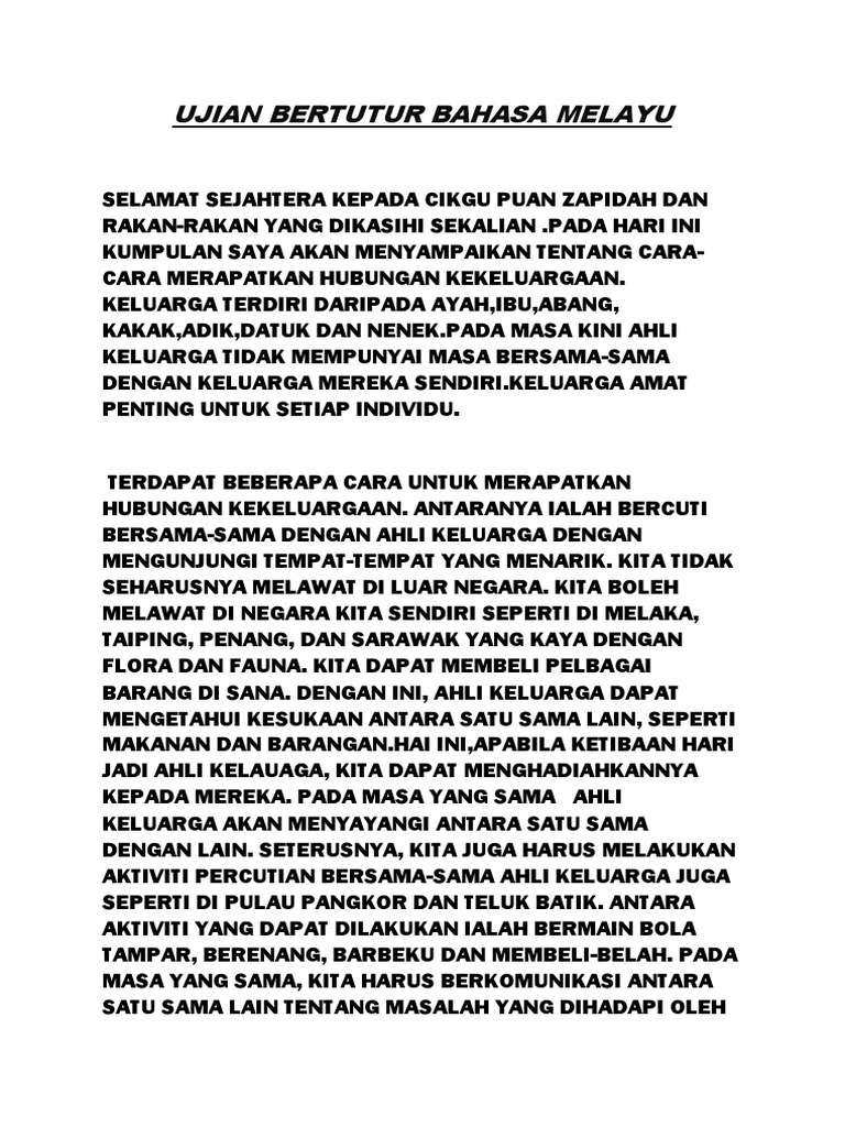 Ujian Bertutur Bahasa Melayu | PDF