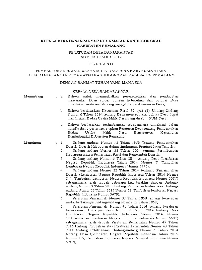 6.perdes Bumdesa Bks Bja | PDF