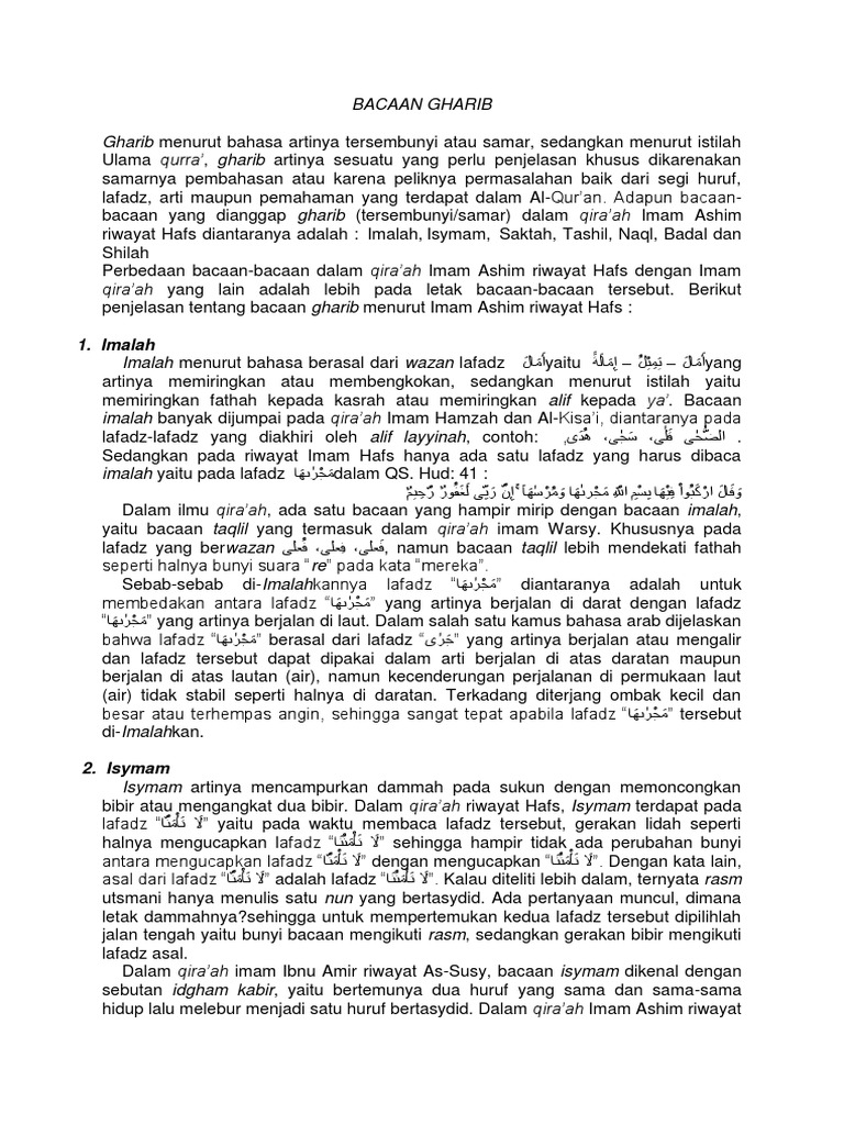 Bacaan Gharib | PDF