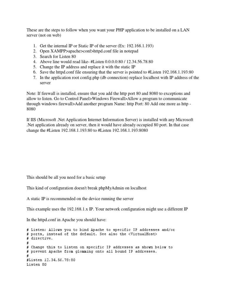 Use Xampp As Local Server | PDF | Ip Address | Port (Computer Networking)