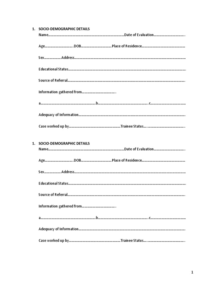 Socio-Demographic Evaluation Template | PDF