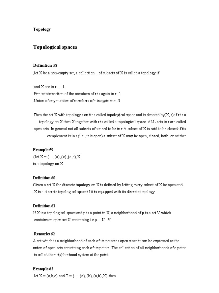 Topology of Topological Spaces: Definitions of Open Sets, Closed Sets, Interior and Exterior ...