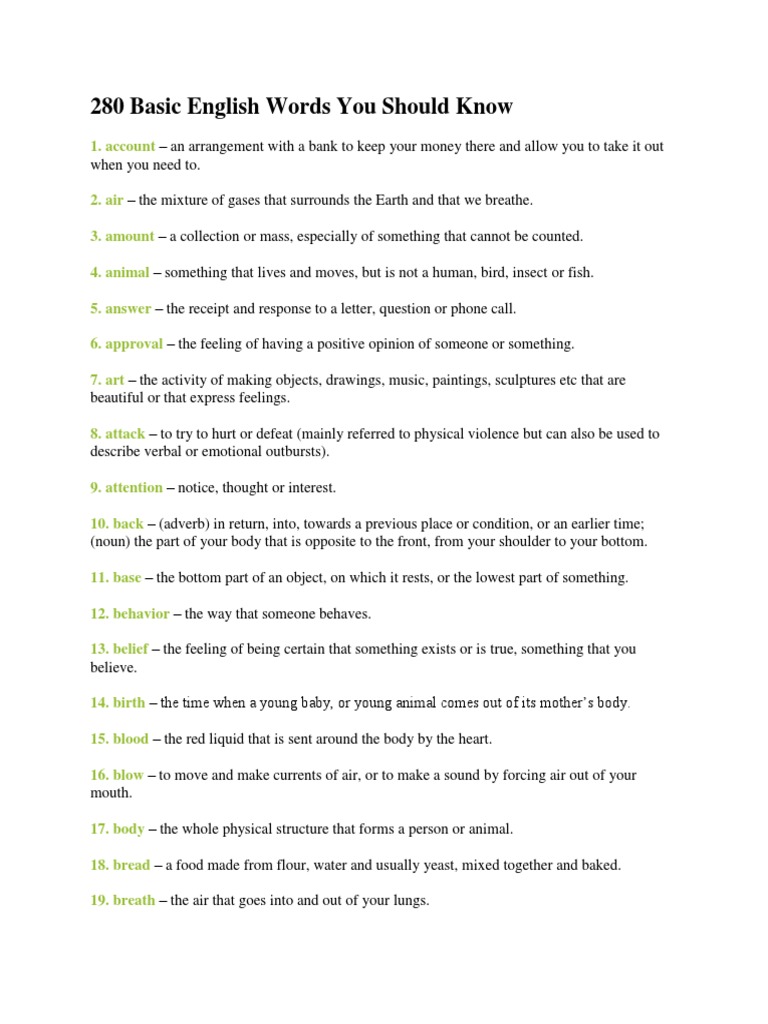 Basic English Words for Beginners | PDF | Plants | Feeling