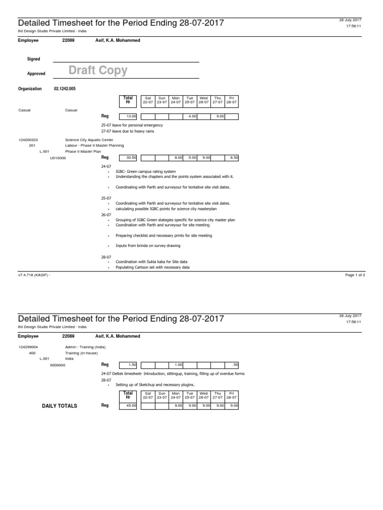 Detailed Timesheet | PDF | Business