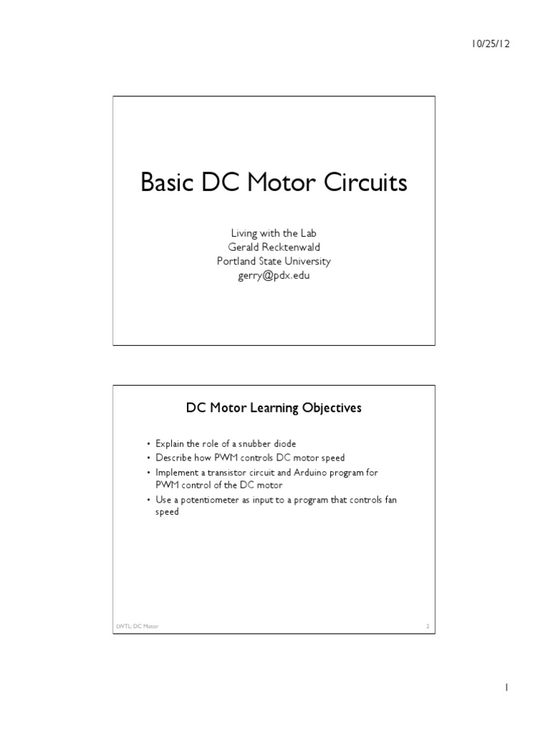 DC Motor Circuits Notes 2up PDF | PDF | Transistor | Bipolar Junction ...
