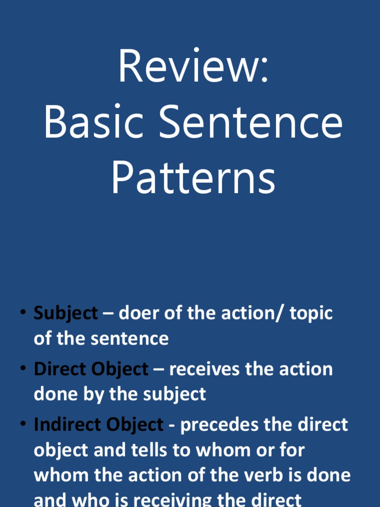 Sentence Patterns | PDF | Object (Grammar) | Verb