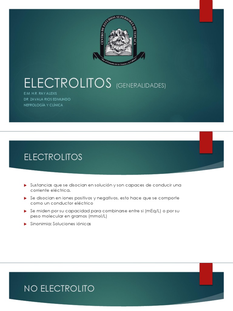 Tipos y funciones de los electrolitos | PDF | Electrólito | Química
