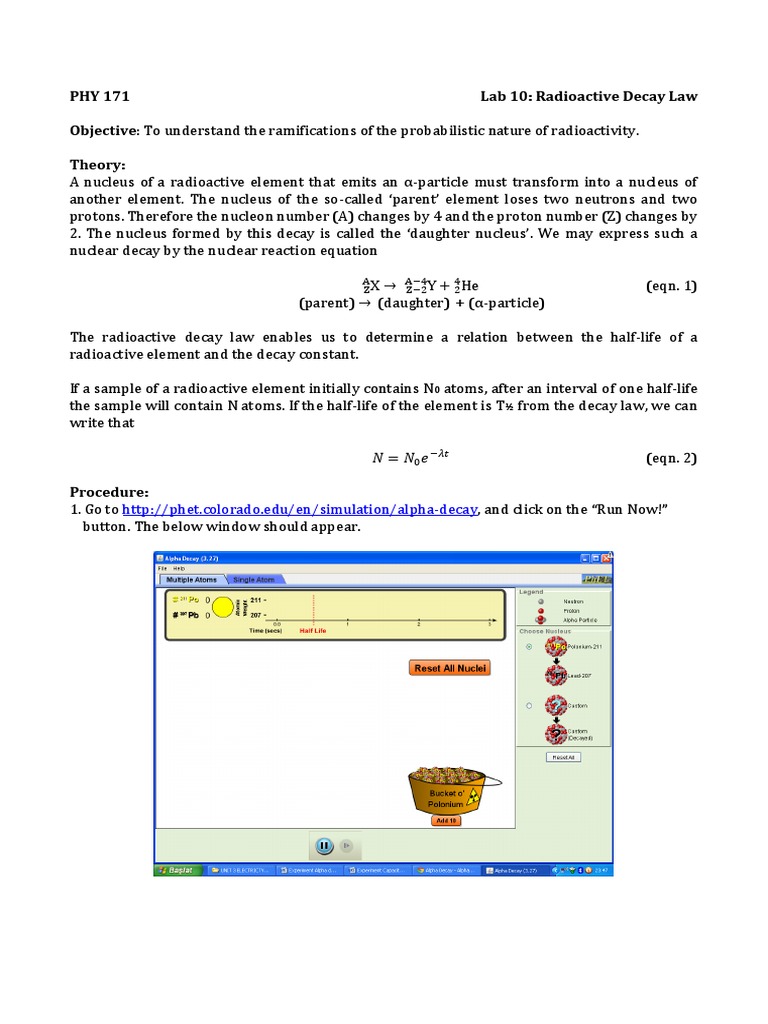 Lab 10 Radioactive Decay Law | PDF | Radioactive Decay | Atomic Nucleus