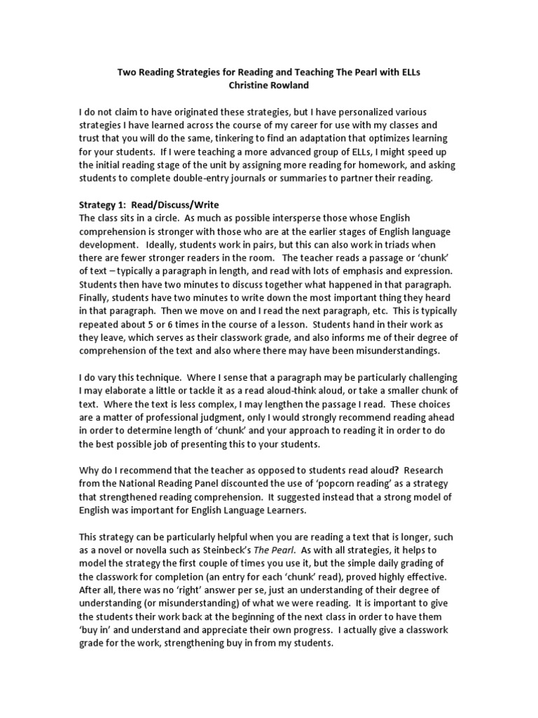 Two Reading Strategies for ELLs | PDF | Reading Comprehension | Reading ...