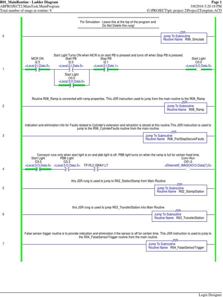 Project 2 PLC Routines | PDF | Programmable Logic Controller | Subroutine